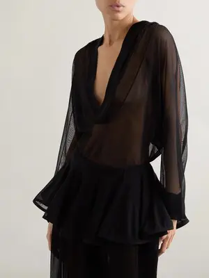 Alaïa Hooded Jersey Bodysuit - Black