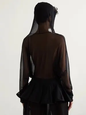 Alaïa Hooded Jersey Bodysuit - Black