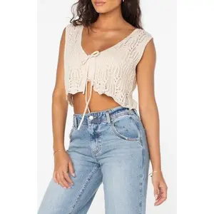 Roxy Beach Bound Cotton Crop Sweater Vest - Parchment