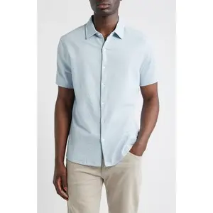 Robert Barakett Manny Short Sleeve Knit Button-up Shirt - Fresh Blue