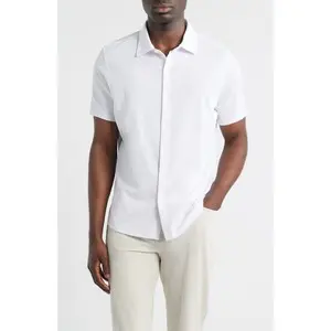 Robert Barakett Manny Short Sleeve Knit Button-up Shirt - White