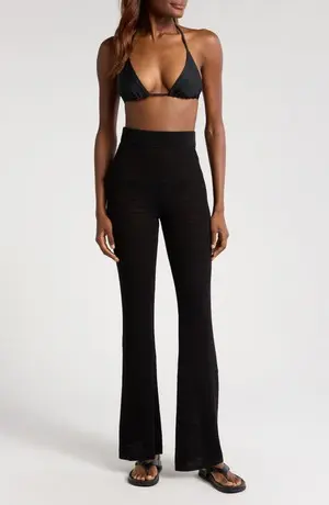 Solid & Striped The Faye Open Stitch Cover-up Pants - Noir