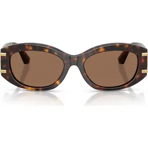 Dolce & Gabbana 55mm Oval Sunglasses - Havana / Dark Brown