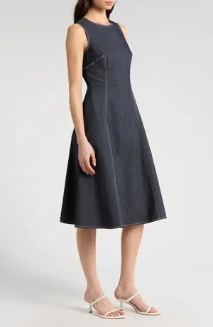 Vince Camuto Denim Fit & Flare Midi Dress