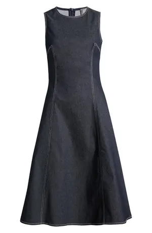Vince Camuto Denim Fit & Flare Midi Dress