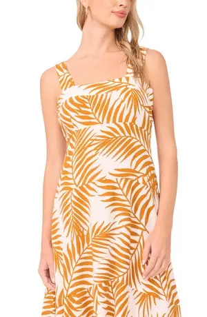 Vince Camuto Palm Print Maxi Dress - Burnt Orange