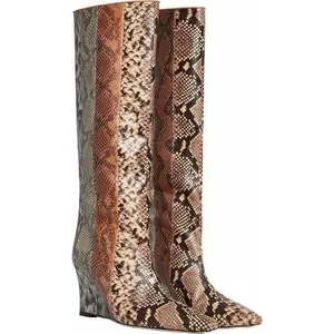 Cynthia Rowley Embossed Leather Wedge Boots