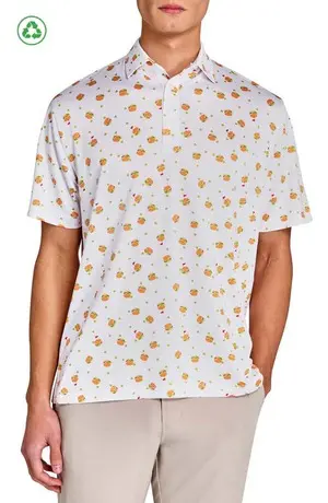 CON.STRUCT Regular Fit Burgers & Pickles Recycled Performance Golf Polo - White