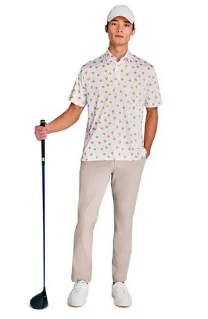 CON.STRUCT Regular Fit Burgers & Pickles Recycled Performance Golf Polo - White