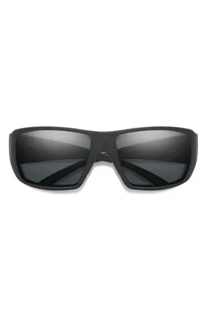 SMITH Guide's Choice Polarized Oversize Wraparound Sunglasses - Black / Chromapop Glass Gray