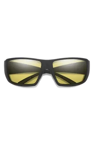 SMITH Guide's Choice Polarized Oversize Wraparound Sunglasses - Black / Low Light Yellow