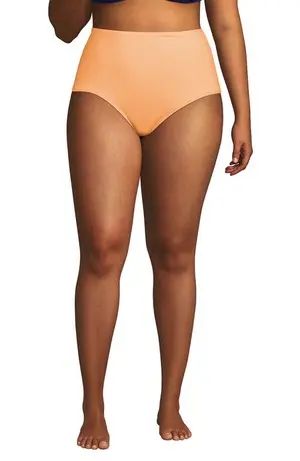 LANDS' END Sculpting Suit High Waisted Bikini Bottom - Orange Mist