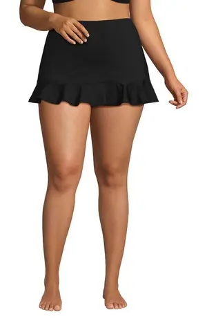 LANDS' END Ruffle Hem Mini Swim Skirt Black