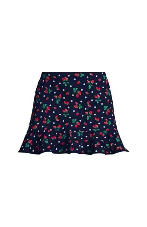 LANDS' END Ruffle Hem Mini Swim Skirt - Navy/berry Dot