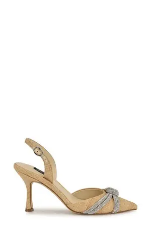 Nine West Deby Pointed Toe Slingback Pumps - Light Natural