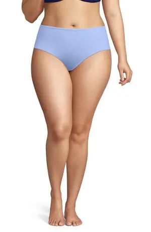 LANDS' END Mid-Rise Bikini Bottom Soft Cloud Blue