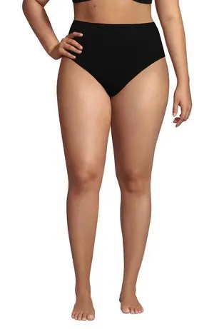 LANDS' END Cheeky High Waisted Bikini Bottom - Black