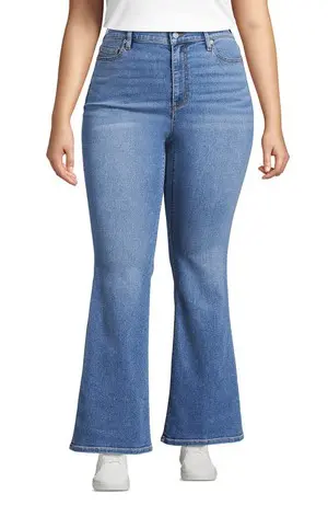 LANDS' END Denim High Rise Skinny Flare Jeans - Beau Blue