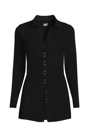 LANDS' END Long Sleeve Tunic Shirt - Black