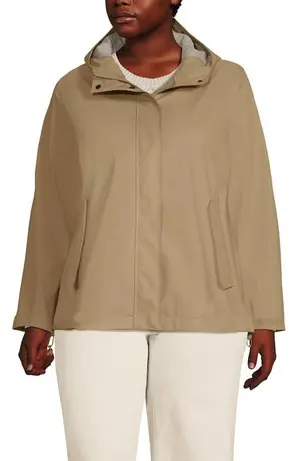 LANDS' END Waterproof Rain Slicker Jacket - Desert Tan