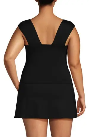 LANDS' END Square Neck Underwire Tankini Top - Black