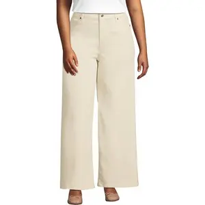 LANDS' END High Rise Extra Wide Leg Jeans - Natural