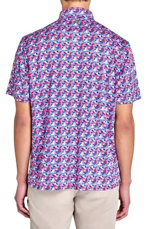 CON.STRUCT Regular Fit Stars & Stripes Recycled Performance Golf Polo - Blue/red
