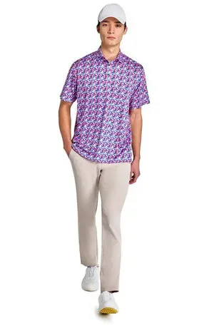CON.STRUCT Regular Fit Stars & Stripes Recycled Performance Golf Polo - Blue/red