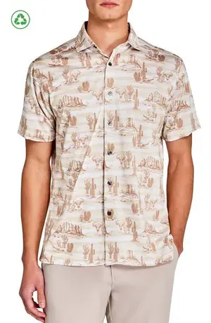 CON.STRUCT Regular Fit Desert Recycled Performance Golf Button-down Shirt - Sandstone