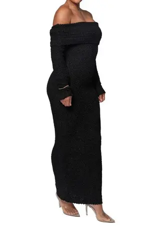 JLUXLABEL Olivea Bouclé Long Sleeve Sweater Dress