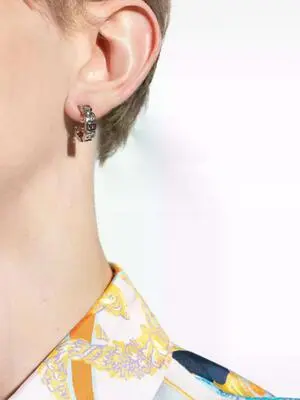 Versace Logo-lettering Hoop Earrings - Silver