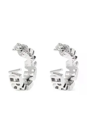 Versace Logo-lettering Hoop Earrings - Silver