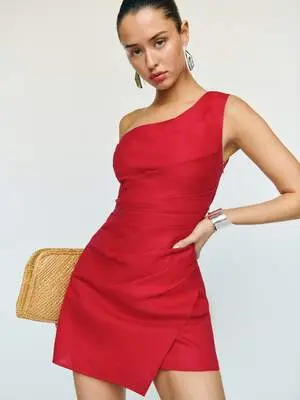 REFORMATION Ciro Linen Mini Dress - Red