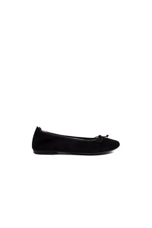 MENINA STEP Suede Ballet Flats With Bow Detailing - Black