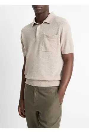 Vince Linen, Wool & Cashmere Polo Sweater