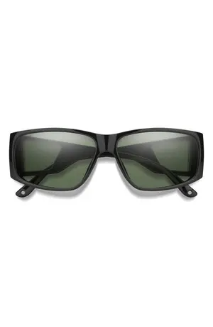 SMITH Monroe Peak 62mm Oversize Chromapop™ Polarized Sunglasses - Black / Chromapop Gray Green