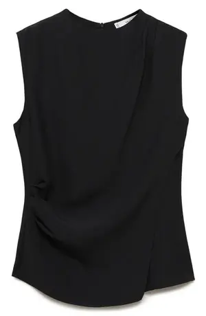 Mango Area Drape Sleeveless Top - Black