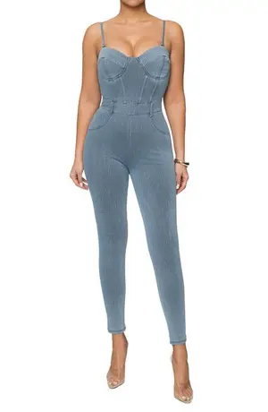 JLUXLABEL Diya Bustier Jumpsuit - Denim