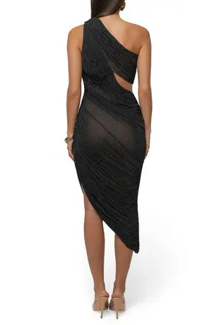JLUXLABEL Aura Shimmer One-shoulder Midi Dress
