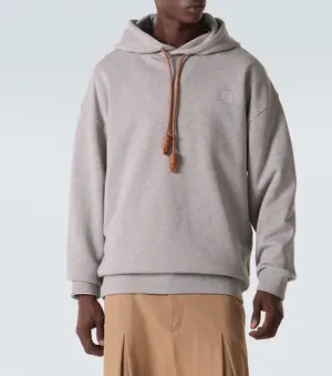 Loewe Anagram Cotton Jersey Hoodie - Grey