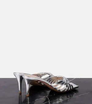 GIANVITO ROSSI Vyna 70 Metallic Leather Mules - Silver