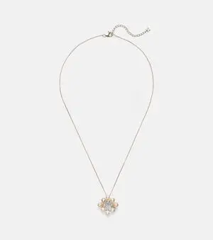 Mateo Cluster 14kt Pendant Necklace With Pearls And Diamonds - Gold