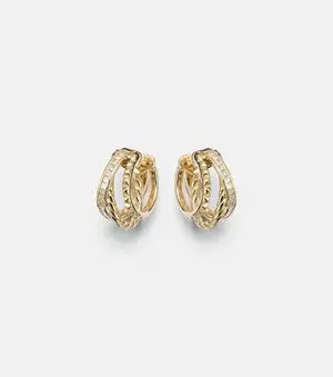 David Yurman Dy Crossover 18k Hoop Earrings With Diamonds - Gold