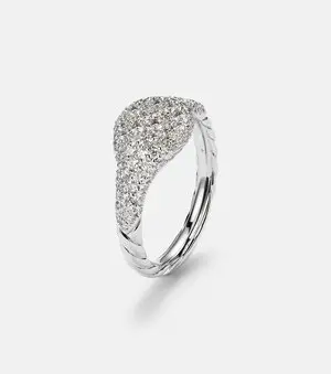 David Yurman 18kt White Gold Ring With Diamonds - Silver