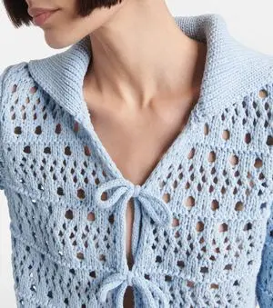 GANNI Open-knit Cotton-blend Cardigan