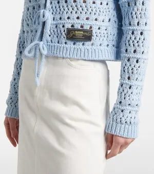 GANNI Open-knit Cotton-blend Cardigan