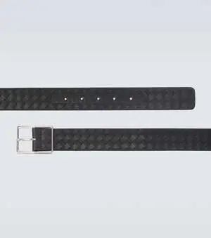 Bottega Veneta Piccolo Intrecciato Leather Belt - Black