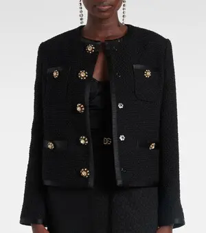 Dolce & Gabbana Wool And Silk-blend Tweed Jacket - Black