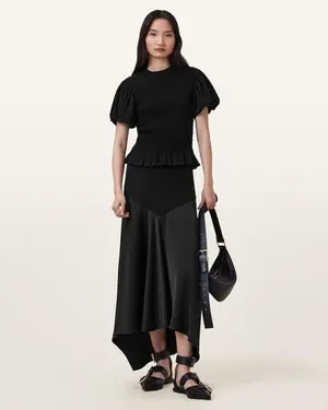 Women's Satin Asymmetric Maxi Skirts