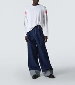 Simone Rocha Embellished Wide-leg Jeans - Blue